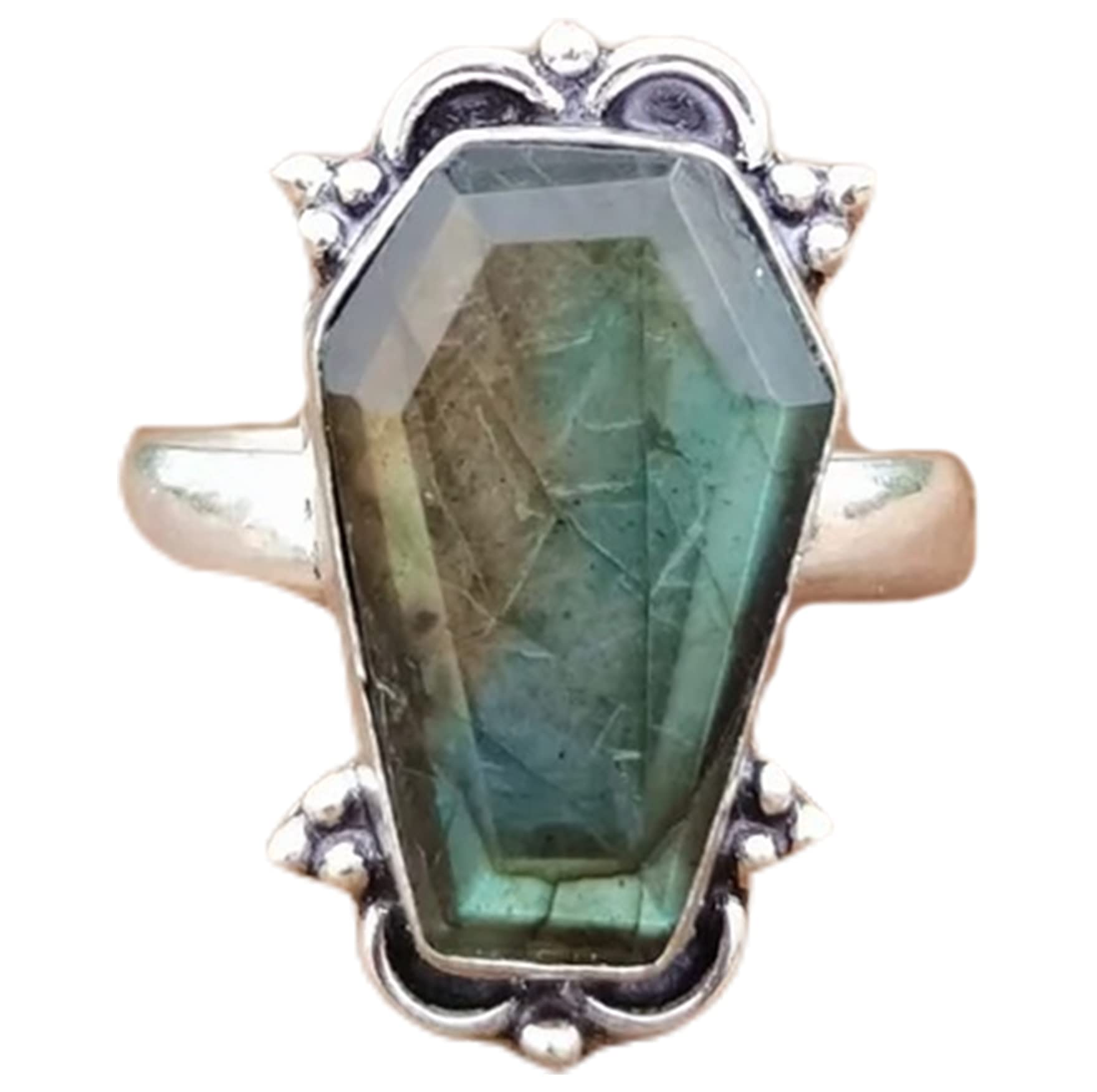 Coffin Ring For Women Labradorite Gemstone Ring, 925 Sterling Silver Handmade Ring, Anxiety Ring, Statement Ring, Women Gift For Ring, Boho Ring BY SKJEWELLER