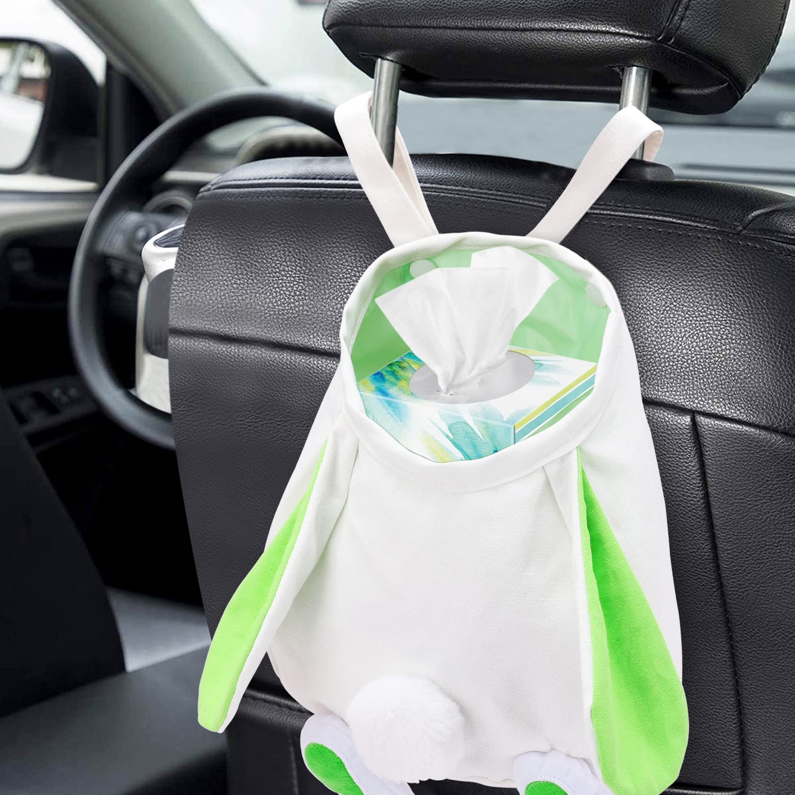 CiyvoLyeen Easter Bunny Basket Cute Rabbit Hanging Bag Easter Bunny Bags Easter Egg Hanging Pod Easter Gifts for Kids Spring Storage Bin Car Back Seat Organizer Green