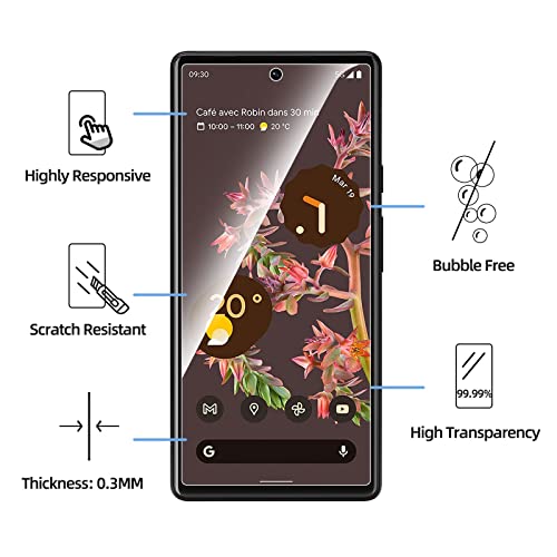 NEW'C [3 Pack] Designed for Google Pixel 6 Screen Protector Tempered Glass, Case Friendly Ultra Resistant