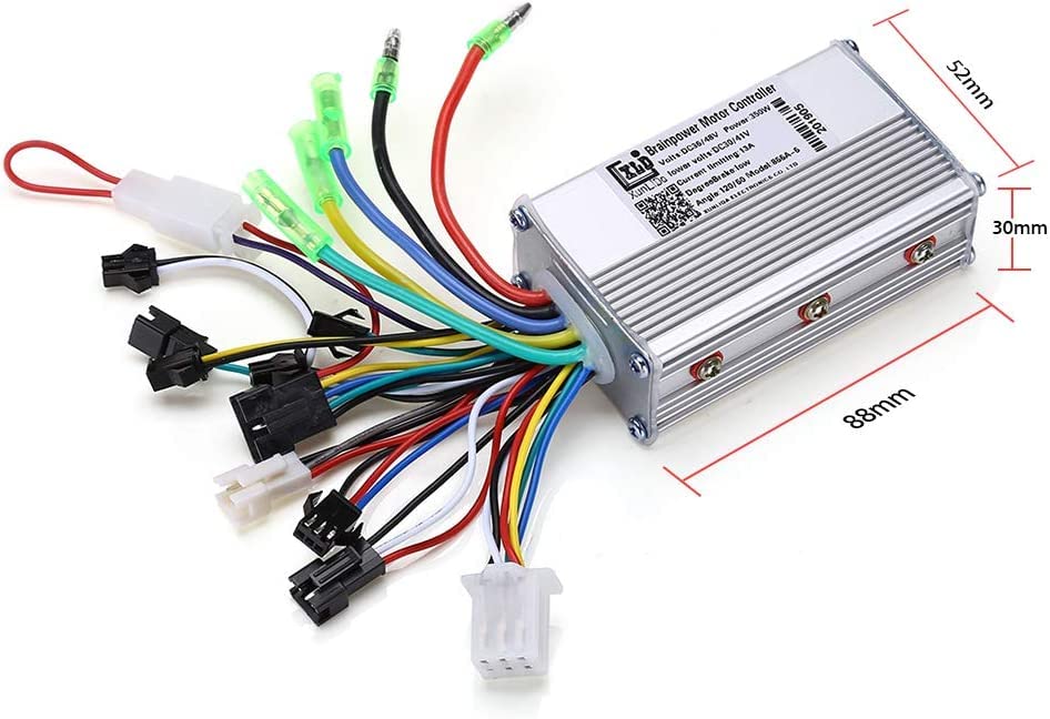 Brushless Motor Controller,36V 48V 350W Waterproof Electric Bicycle Scooter Ebike Brushless Controller Kit with LCD Display Meter