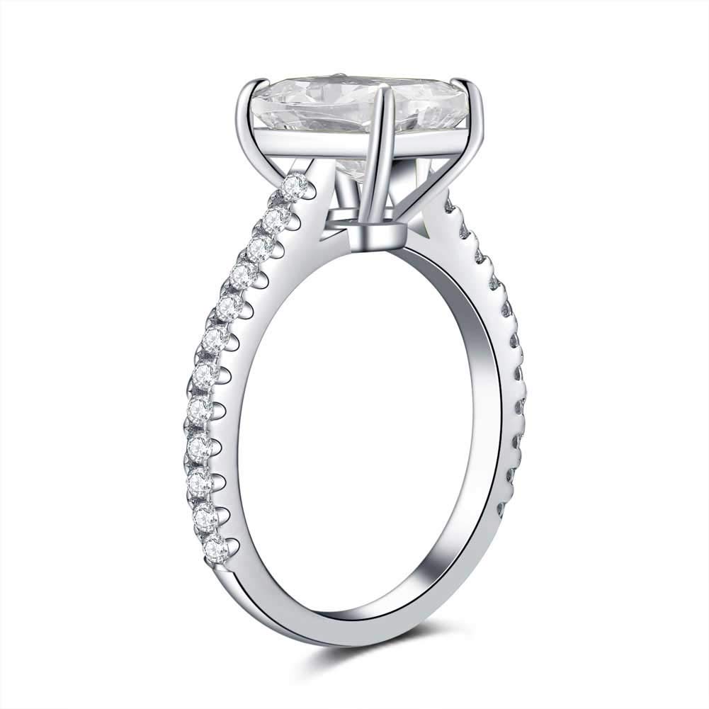 Bo.Dream 3ct Cushion Cut Cubic Zirconia CZ Engagement Rings Women Platinum Plated Sterling Silver (7)