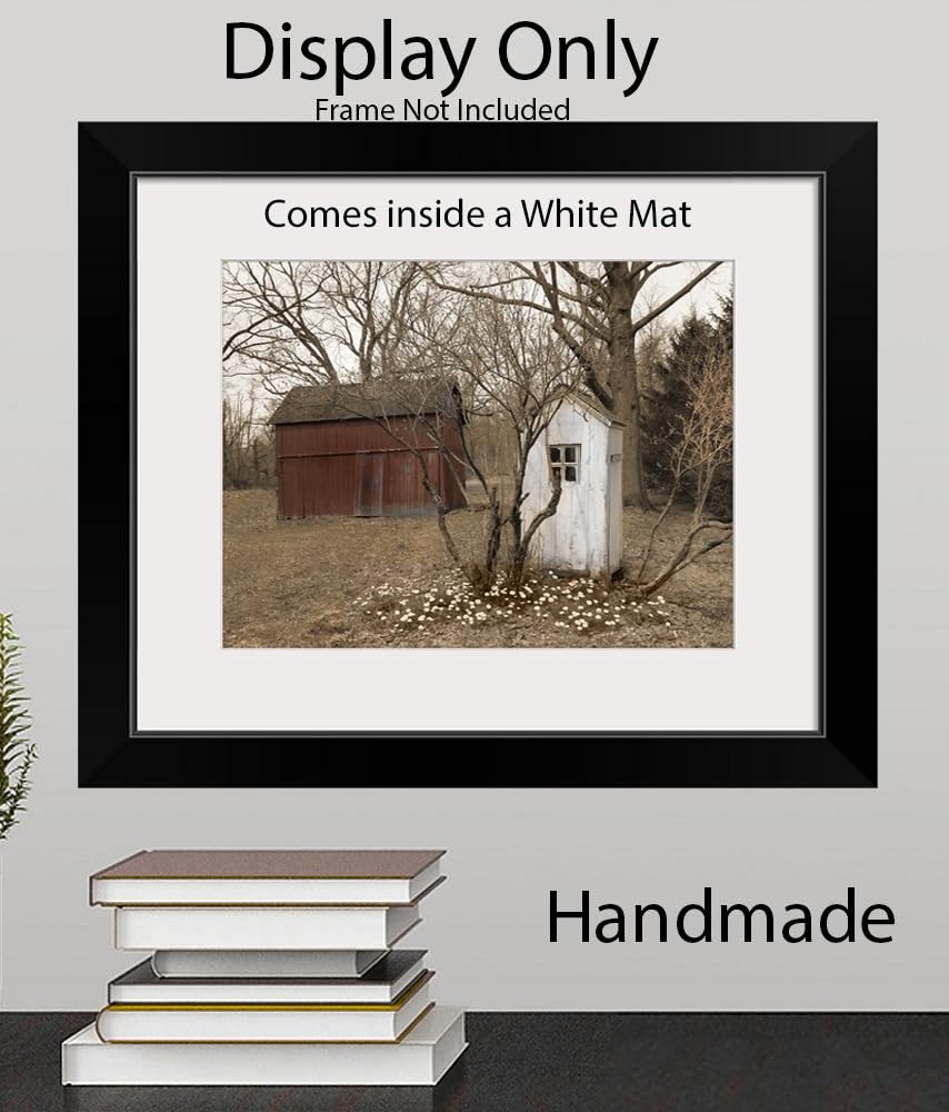 Barn Outhouse Bathroom Decor Brown Beige Neutral Bathroom Matted Photography Handmade Wall Art Picture