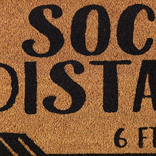 DII Quarantine Doormat Collection, Natural Coir Fiber, Non-Slip PVC Backing, 18x30, Social Distance