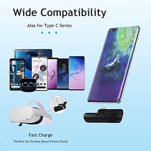 Battery Pack for Oculus Quest 2, Lightweight Portable Power Bank Accessories, Mini Charging Capsule, Fast Charging VR Extended Battery Pack 5000mAh , Extra 2+ Hours Playtime (Black)