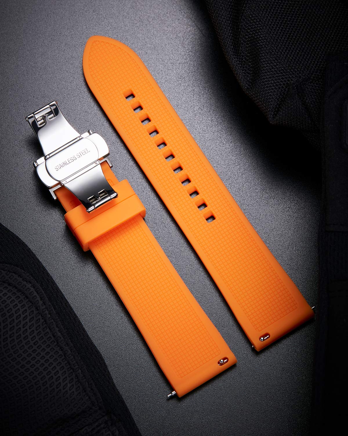 BINLUN Silicone Watch Bands Quick Release Rubber Sport Watch Straps 18mm 19mm 20mm 21mm 22mm 24mm Smartwatch Bands Replacement for Men and Women (White/Red/Black/Blue/Orange/Grey/Brown/Green)
