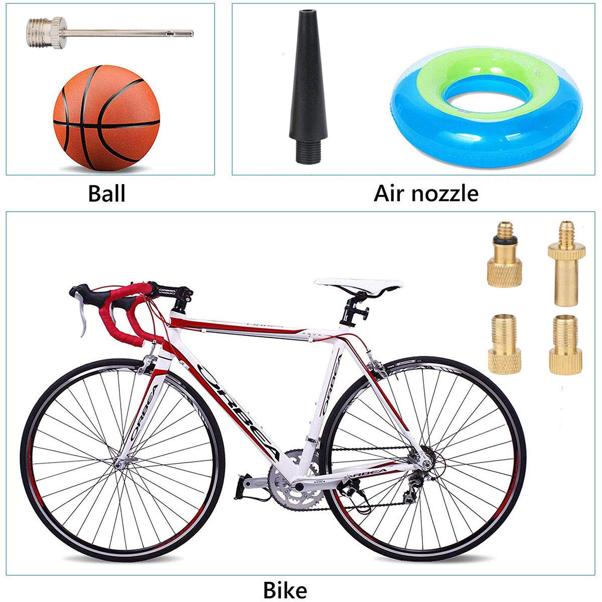 BSTHP Valve Adapter Set, 6Packs Bicycle Car Valve Adapter Kit Set for Air Compressor Floor Pump SV AV DV Car Gas Station