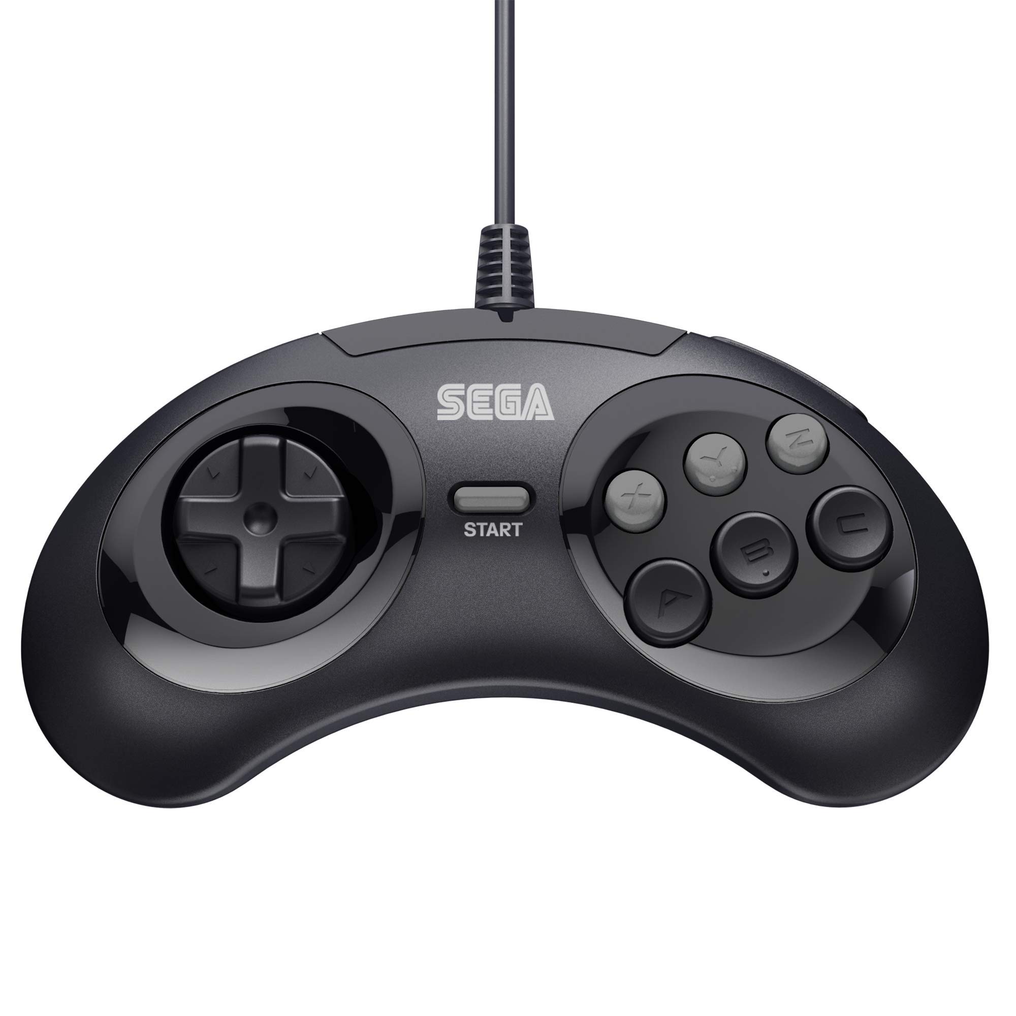 Retro-Bit Official Sega Genesis USB Controller 6-Button Arcade Pad for Sega Genesis Mini, PS3, PC, Mac, Steam, Switch - USB Port - (Black)