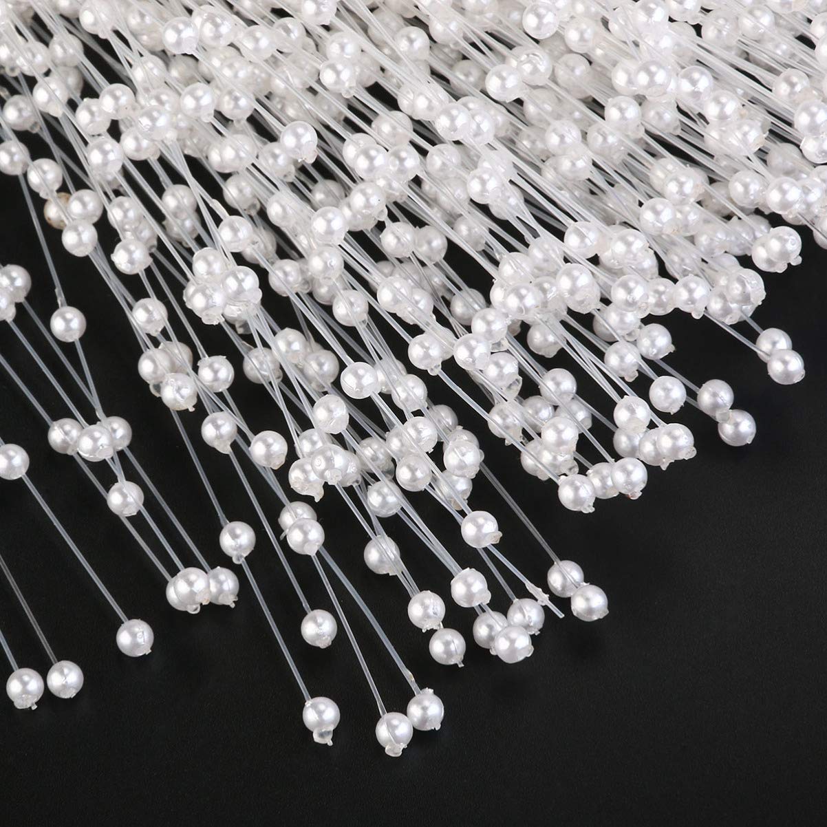 COHEALI Beaded Stems Wedding Decor 100pcs String Pearls Sticks Floral Bead Strands for Craft Bouquet Decoration DIY Home Party Wedding Easter Garland Table Centerpiece White Plants Decor