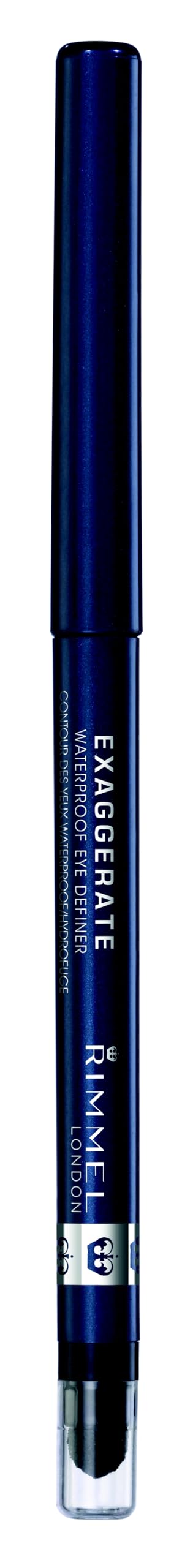 Rimmel London Exaggerate Waterproof Eye Definer Eyeliner, Highly Pigmented, Long-Wearing, Built-In Smudger, 230, Deep Ocean, 0.01oz