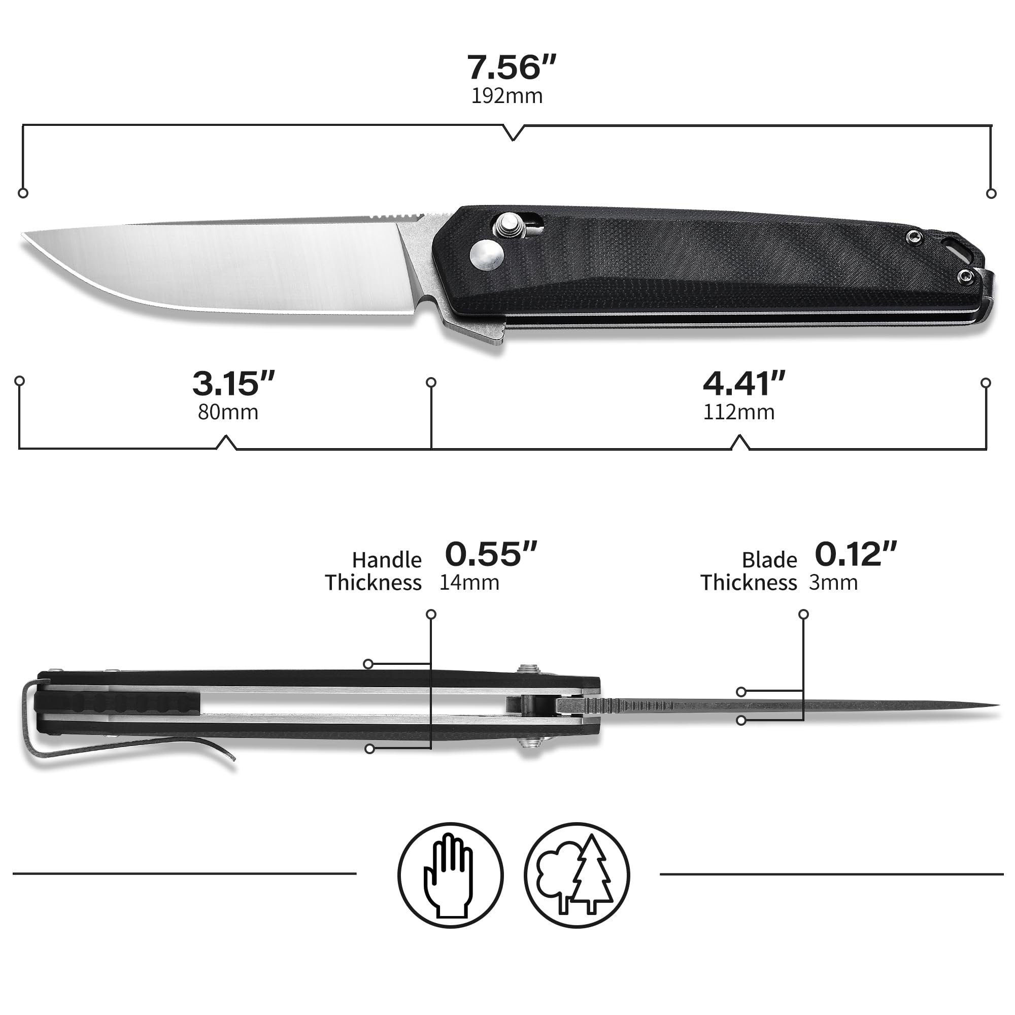Cohesion Pocket Knife for Men and Women, EDC Knife with Pocket Clip, Folding Knife Utility Knife for Outdoor Camping Hiking