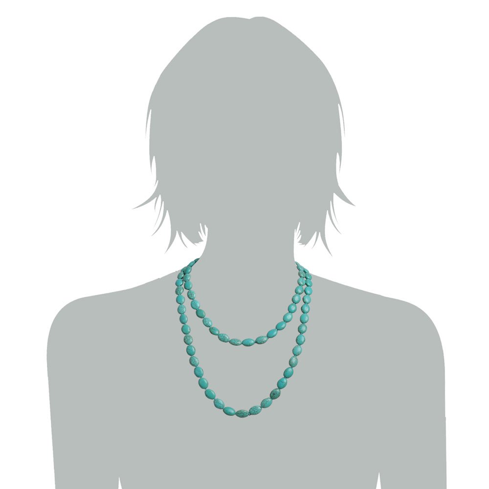 Jane Stone Funky Oval Shape Necklace Turquoise Double Strand Layers Cluster Necklace Pendant Bib Jewelry (Turquoise)