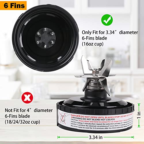 BTNTVEN 6 Fins Blade Replacement for Ninja Blender Single Serve 16 oz Cup Fit for Ninja BL740, BL770, BL771, BL772, BL773CO, BL780
