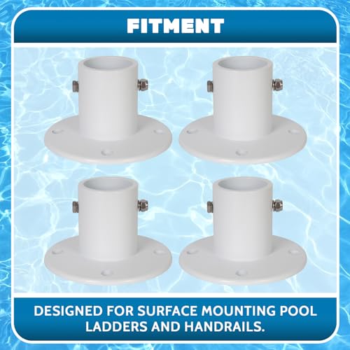 ECOTRIC Replacement Deck Anchor Flange Cast Aluminum Above Ground Pool Ladders and Handrails - 1 7/8” Inch Diameter of 1.9"(4PC)
