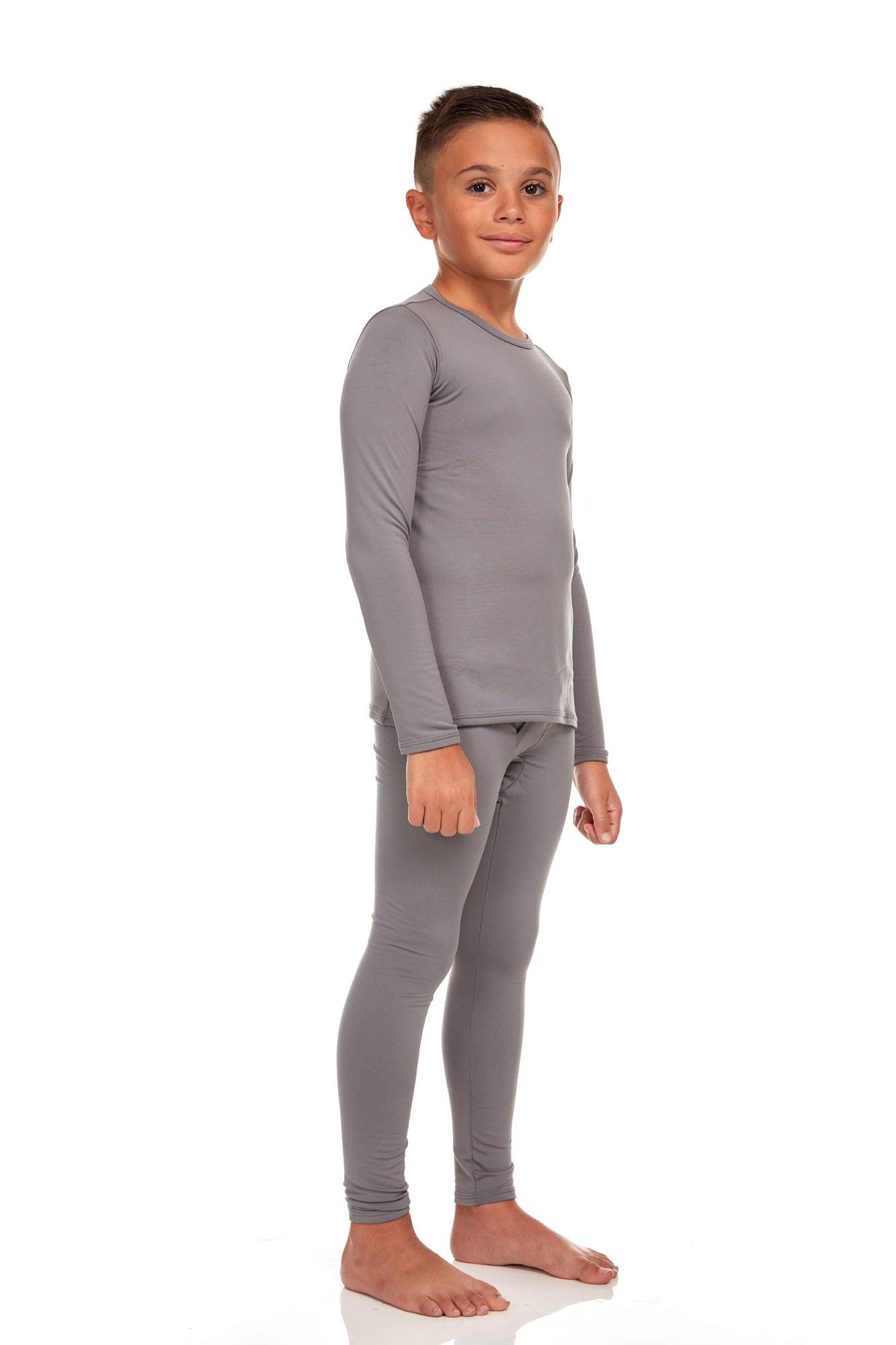 Bodtek Boys Thermal Long Underwear Set Fleece-Lined Long Johns for Pajamas or Cold Weather Base Layer with Elastic Waistband Breathable, Soft, Moisture-Wicking Leggings & Shirt (Black, Medium)
