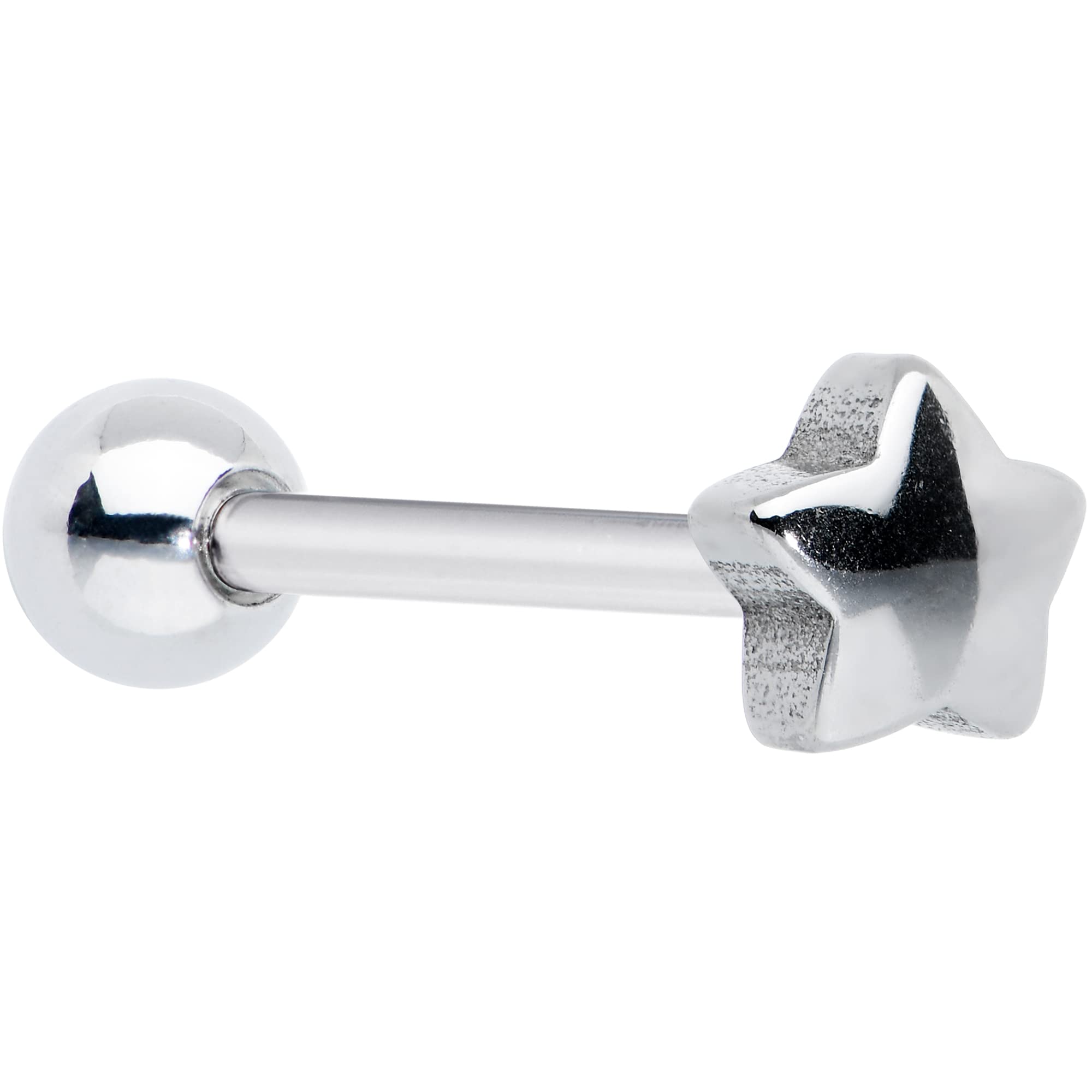 Body Candy 14G Womens 316L Stainless Steel Simple Star Barbell Tongue Ring Body Piercing Jewelry 5/8”