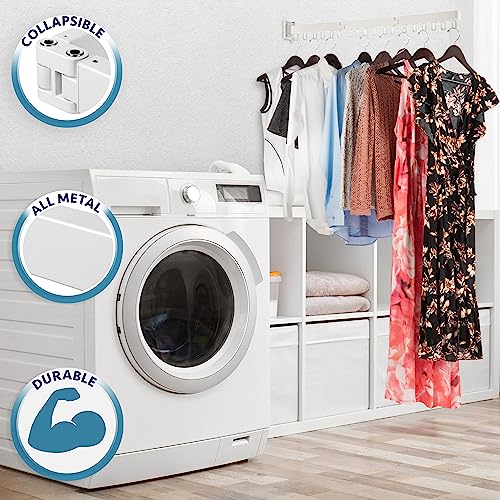 Luxe Laundry Premium Wall Mounted Clothes Drying Rack, Aluminum Wall Mounted, Foldable (Tri-Fold), Collapsible, Space Saving Clothes Drying Rack for Laundry Room, Wall, Dry-Wall, White