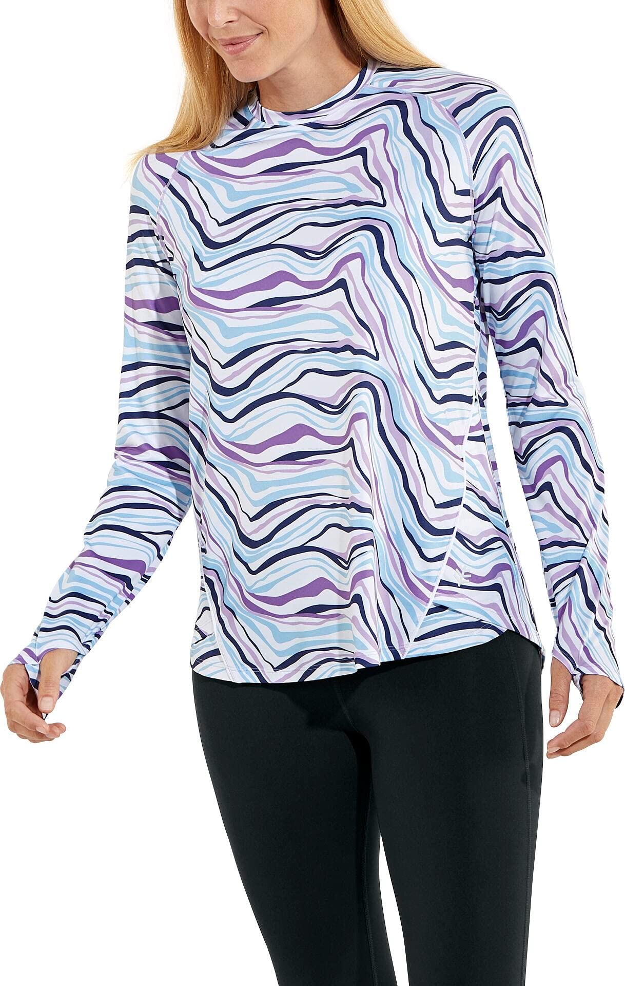 Coolibar UPF 50+ Women's Accelera Tee - Sun Protective (Large- Multicolor)