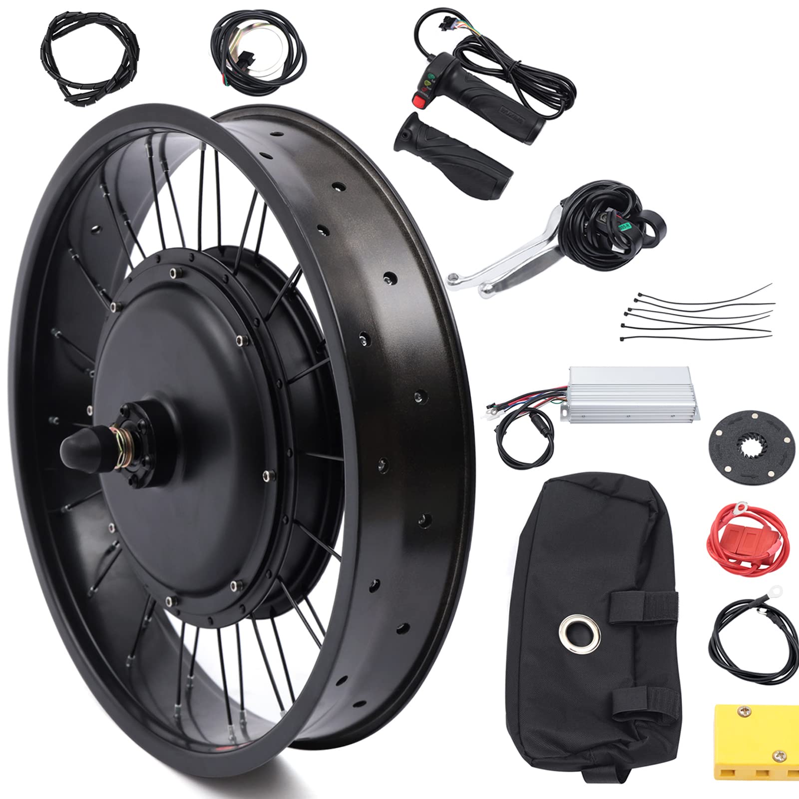 CNCEST Electric Bicycle EBike Conversion Kit for Electric Bike 20" Fat Front or Rear Wheel, E-Bike Front Wheel Frame Kit, 20" 48V 1000W Electric Bicycle Hub Motor Kit for Fat Tire
