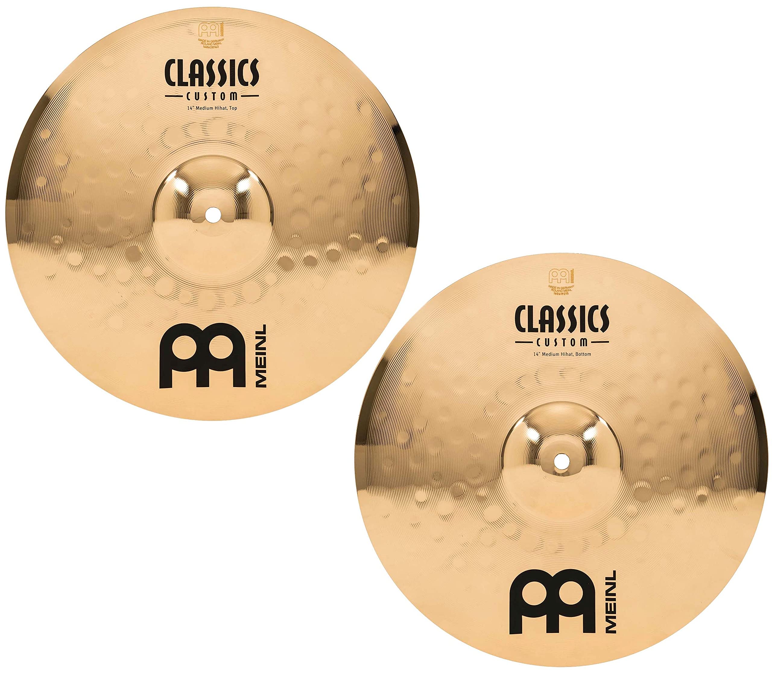 Meinl 14" Medium Hihat (Hi Hat) Cymbal Pair - Classics Custom Brilliant - Made in Germany, 2-YEAR WARRANTY (CC14MH-B)