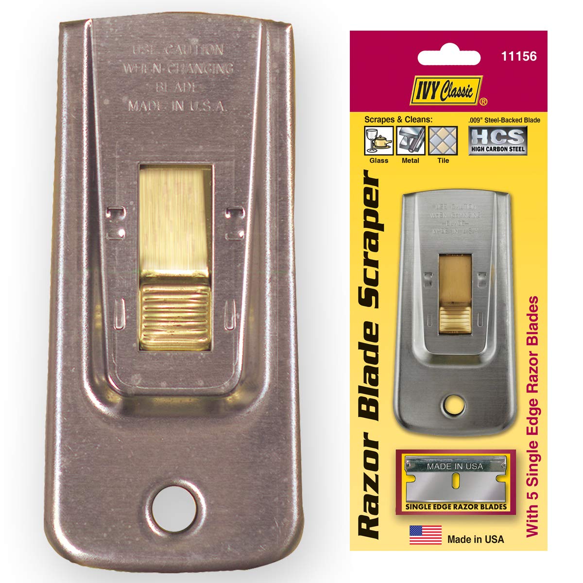 IVY Classic 11156-2: Razor Blade Scraper with 5 Blades, USA, Contains 2 Scrapers + 2 Packs of 5 Blades