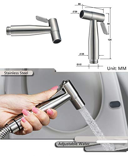 Handheld Bidet Sprayer Stainless Steel Sprayer Shattaf for Toilet, Brushed Nickel Bathroom Bidet Sprayer Head Only (01)