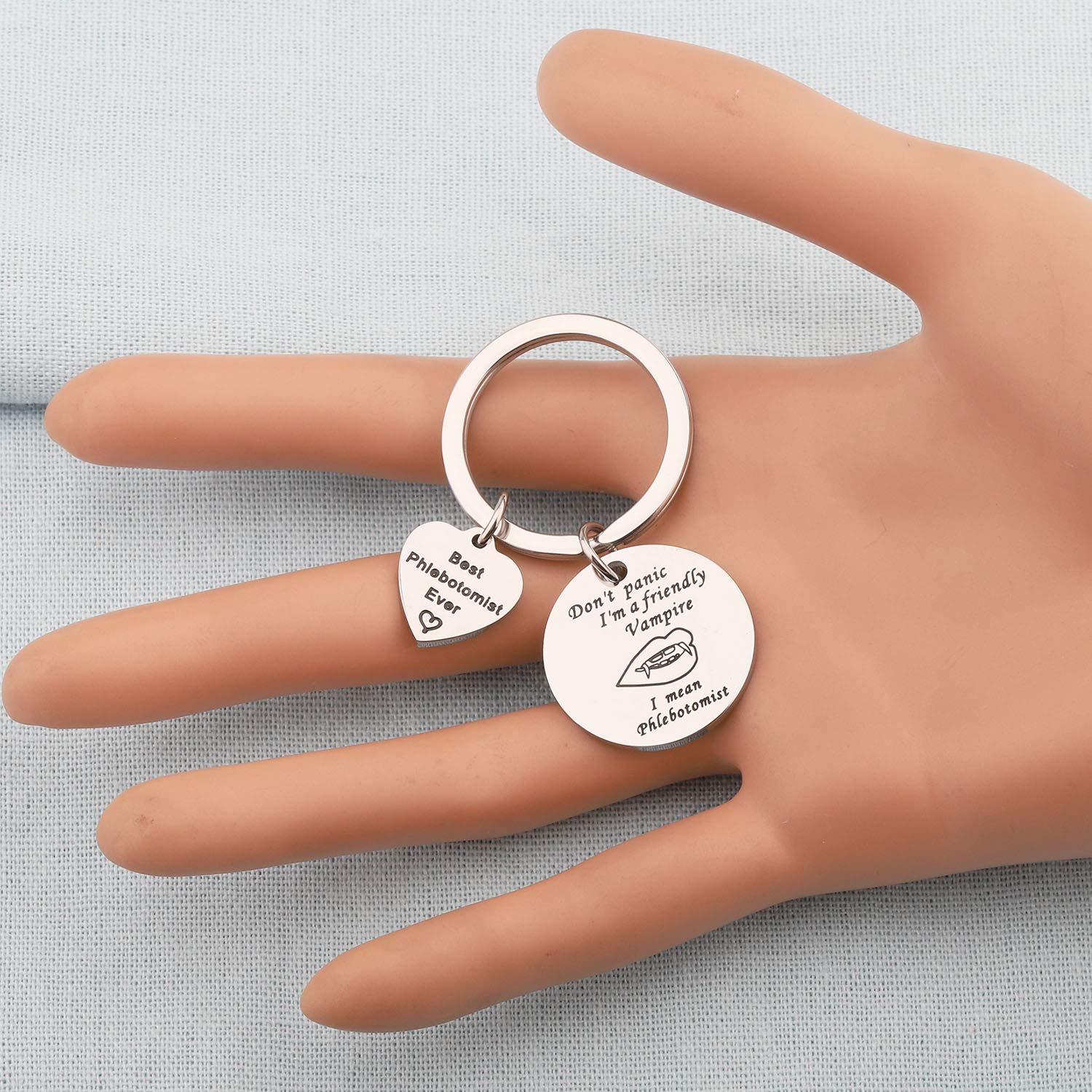 bobauna Best Phlebotomist Ever Keychain Don't Panic I'm A Friendly Vampire I Mean Phlebotomist Lab Tech Gift For Phlebotomist Nurse Phlebotomy Technician (phlebotomist keychain)