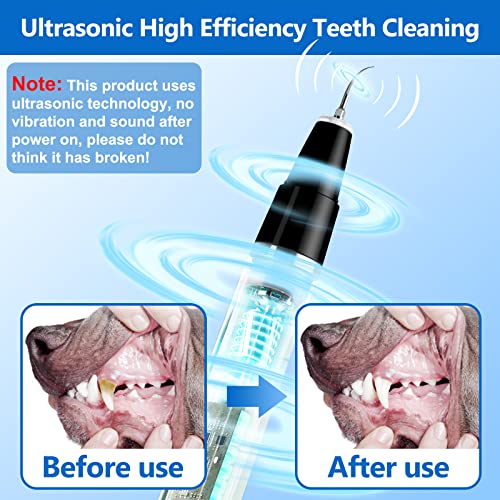 Ni-SHEN Dog Plaque Remover for Teeth,Pet Ultrasonic Tooth Cleaner Toothbrush,Teeth Cleaning Kit -Tartar Remover for Teeth Stains for Dogs and Cats (Black)