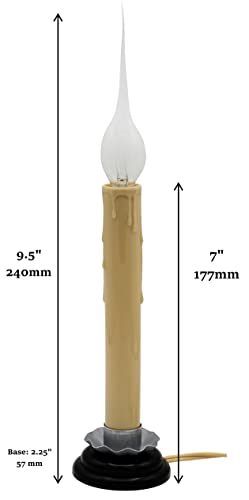Creative Hobbies 7 Inch Electric Rustic Country Candle Lamp with On/Off Switch, 5 Foot Ivory Cord, Metal Base and 5W Silicone Bulb Included