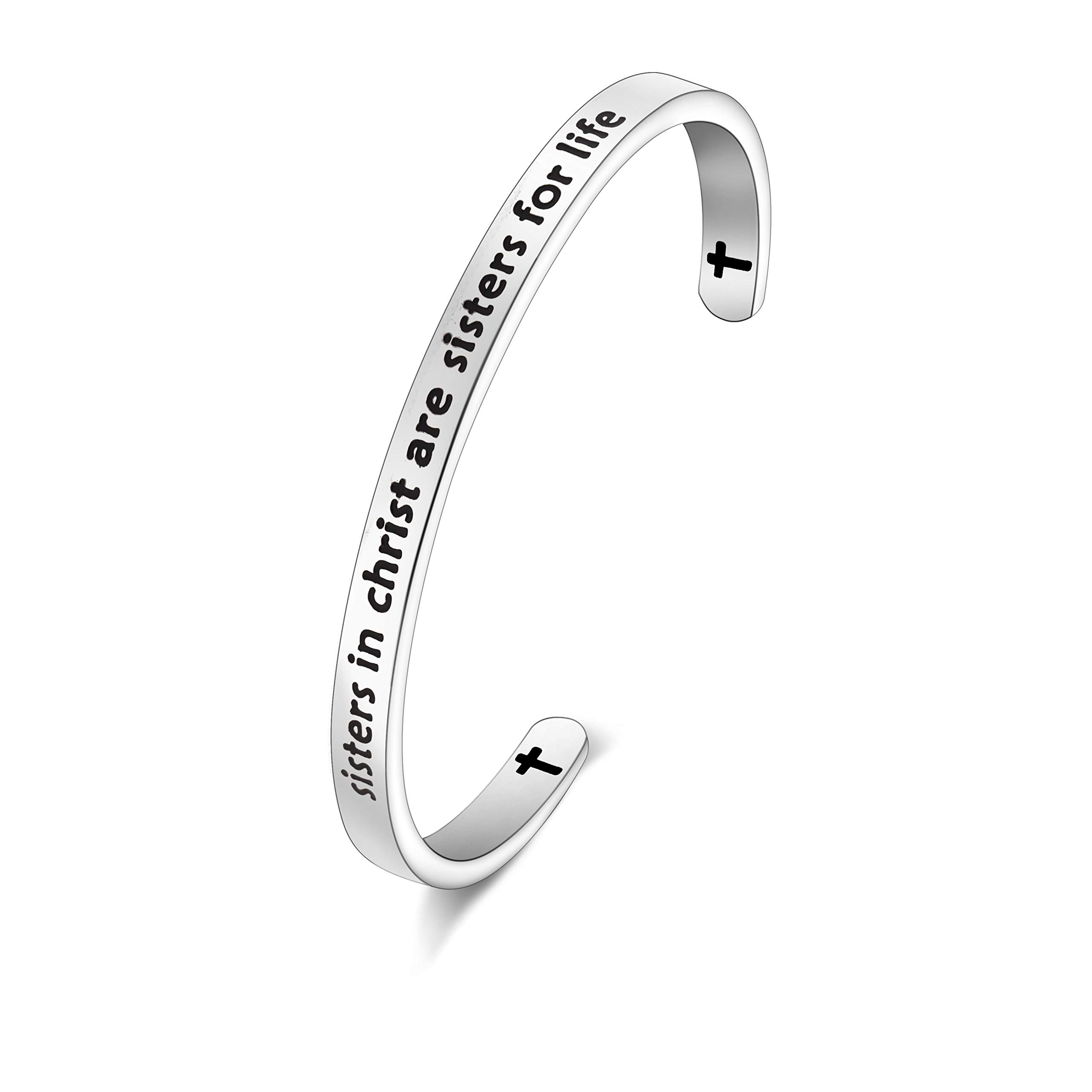 BAUNA Bracelet for Sister Metal Open Cuff Bangle Jewelry Christian Inspirational Gifts