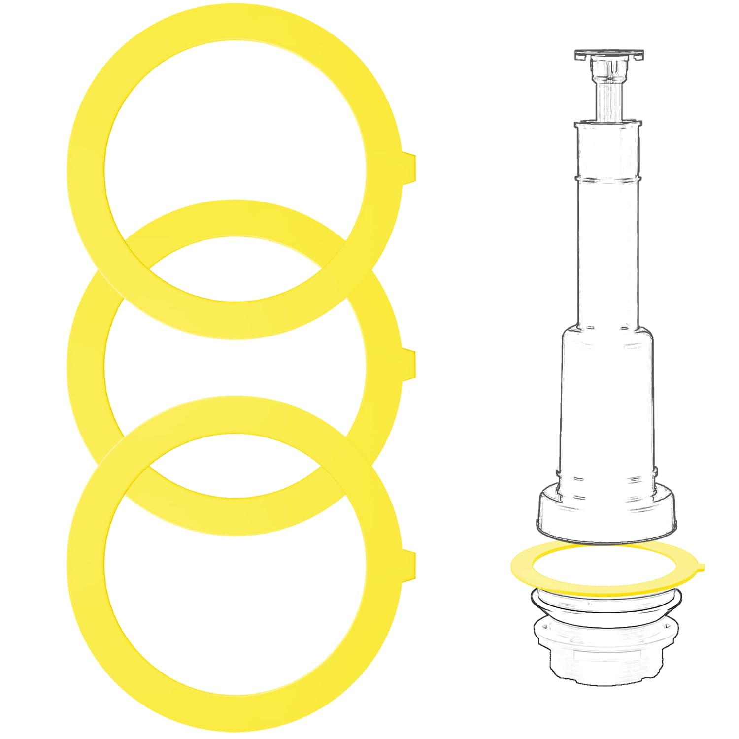 Flush Valve Seal for Kohler, Kohler Toilet Lank Parts, 3 Pack GP1059291 Silicone Replacement for Toilets, Upgraded Canister Flush Valve Kit(Yellow)