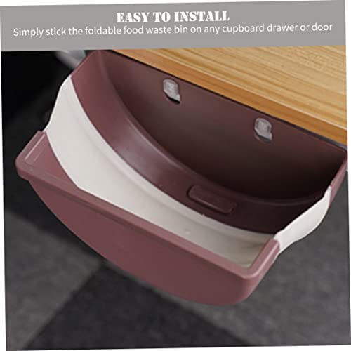 Nicedea Hanging Folding Waste Bin Wall Mounted Collapsible Trash Can Kitchen Cabinet Garbage Can,Hanging Trash Can, Coffee (Adjustable)