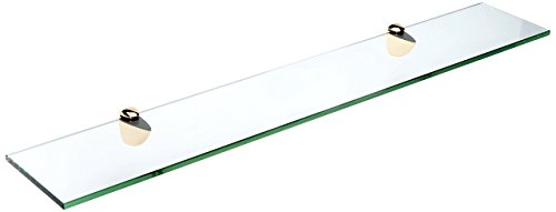 Spancraft Glass Peacock Glass Shelf, Brass, 8 x 24