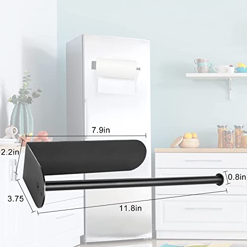 Kitchen Magnetic Stainless Steel Paper Towel Holder for Refrigerator, Grill, Toolbox (Magnetic-30cm-Black-B)