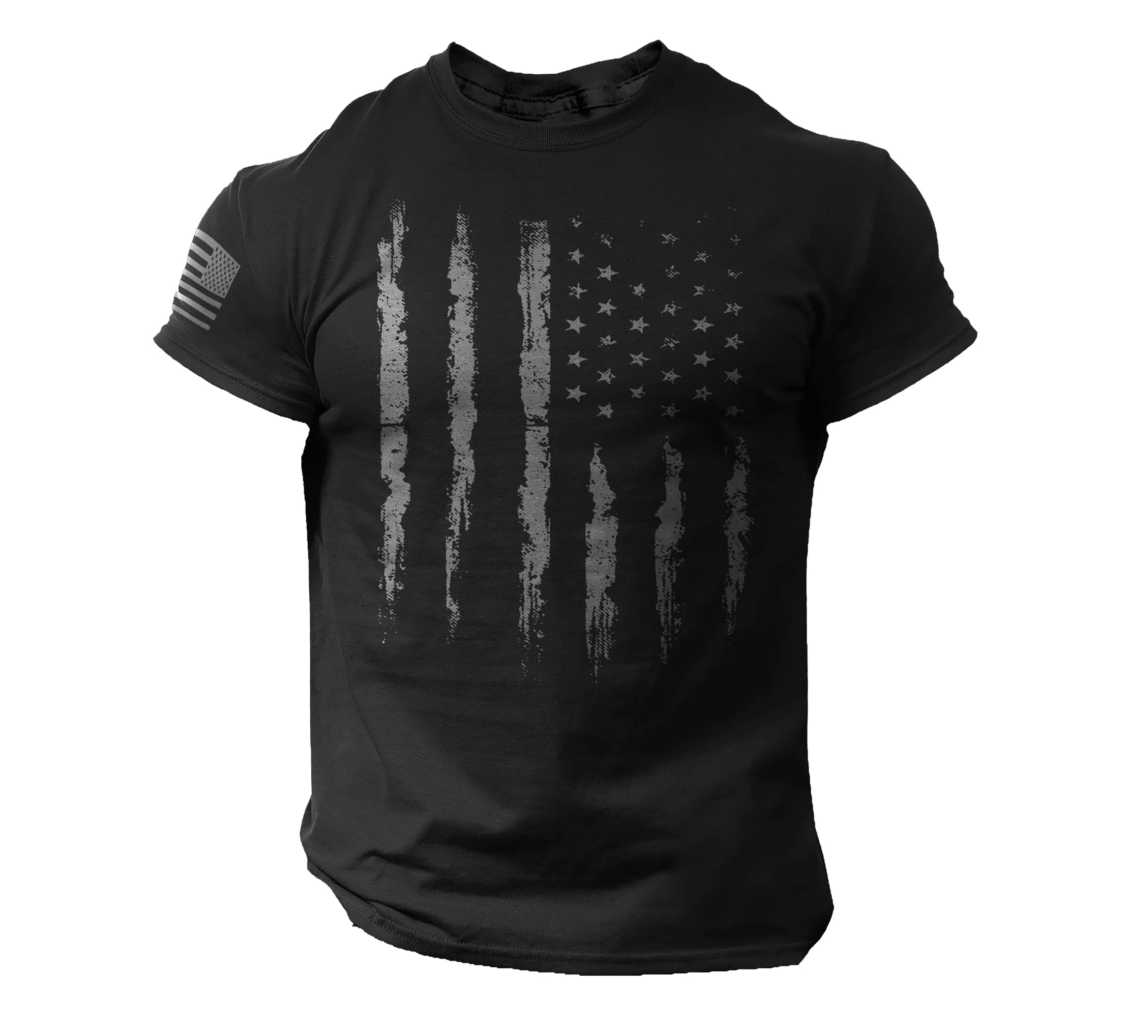 Rogue Style American Flag T-Shirt for Man Patriotic Tee (Large, Black)