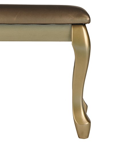 BOBKONA PDEX- Oval Shape Mirror Vanity Table With Stool Set, Champagne