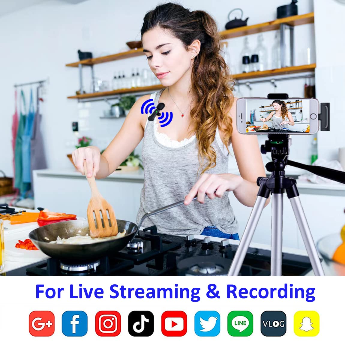 Bozamic Wireless Mic for iPhone, Noise Canceling iPad Microphone - YouTube Microphone for iPhone iPad for Content Creators and Influencers