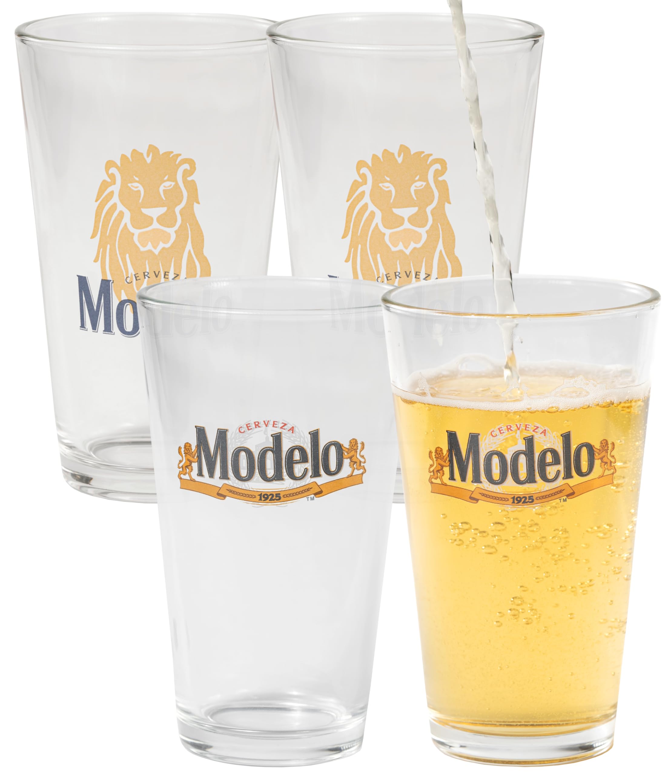 LORD'S ROCKS Modelo 16oz Pint Glass - Set of 4 Authentically Licensed Compatible