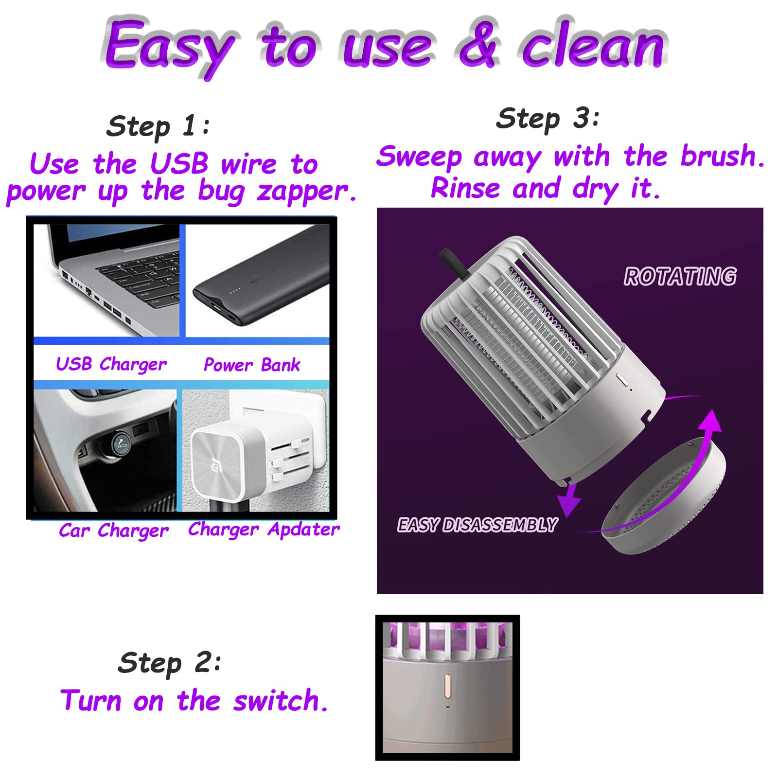 Bug Zapper Indoor,2 in 1 Mosquito Zapper,Indoor Bug Zapper,Electric Bug Zapper Outdoor,Effective Mosquito Trap & Mosquito Killer,Fly Zapper Indoor for Mosquitoes,Flies,Bugs