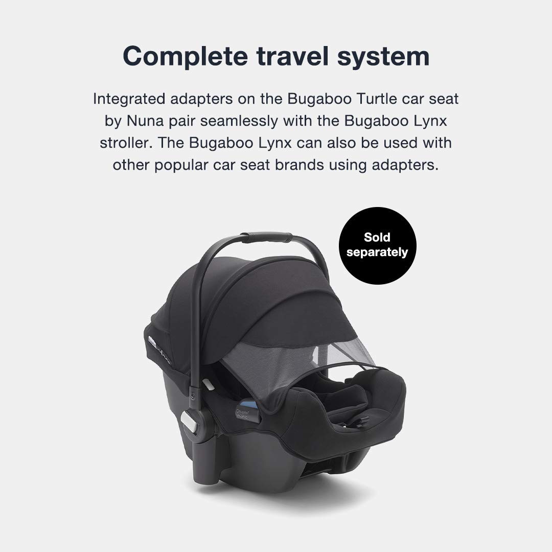 Bugaboo Lynx - The Lightest Full-Size Baby Stroller - All-Terrain with an Effortless Push and One-Handed Steering - Compatible with Bugaboo Turtle One by Nuna Car Seat – Alu/Black-Fresh White