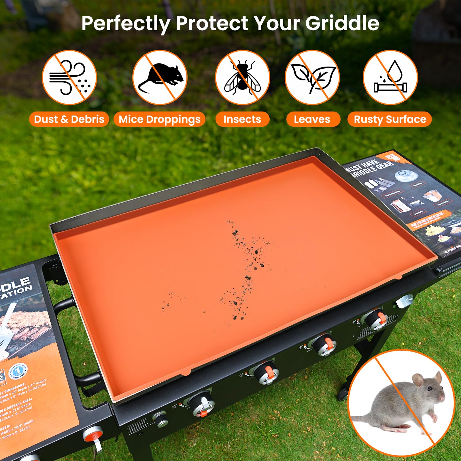 Blackstone Silicone Griddle Mat for Blackstone 36 Inch Griddle, Heavy Duty Food Grade Silicone Griddle Top Cover, Upgraded Reusable Griddle Mat Full Fit Protect Outdoor from Insects Rust Debris