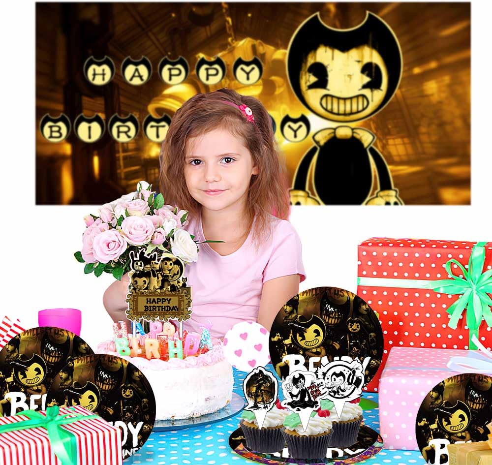 Bendy And The Ink Machine Party Supplies Decorations Cake Topper Birthday Backdrop Background Decor