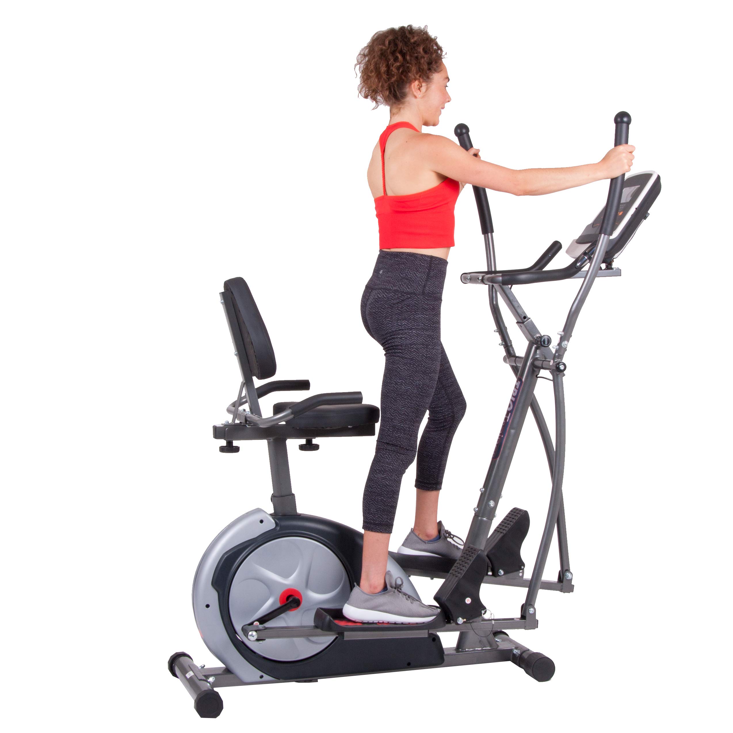 Body Champ 3-in-1 Home Gym, Upright Exercise Bike, Elliptical Machine & Recumbent Bike, Trio Trainer Exercise Machine Plus Two Upper Body Options, Silver, BRT7989