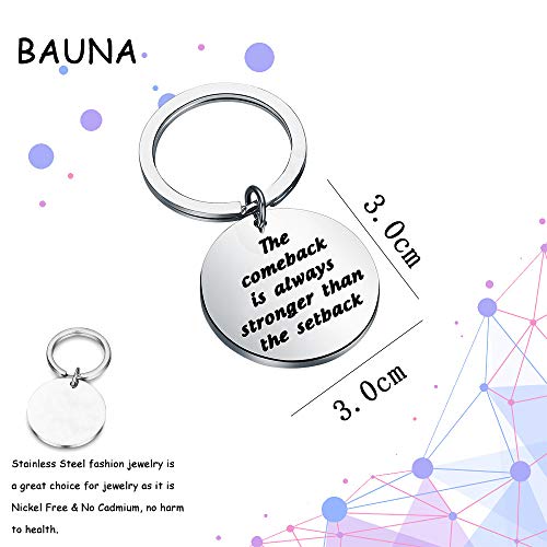 BAUNA Sobriety Keychain Addiction Recovery Jewelry Comeback Key Ring