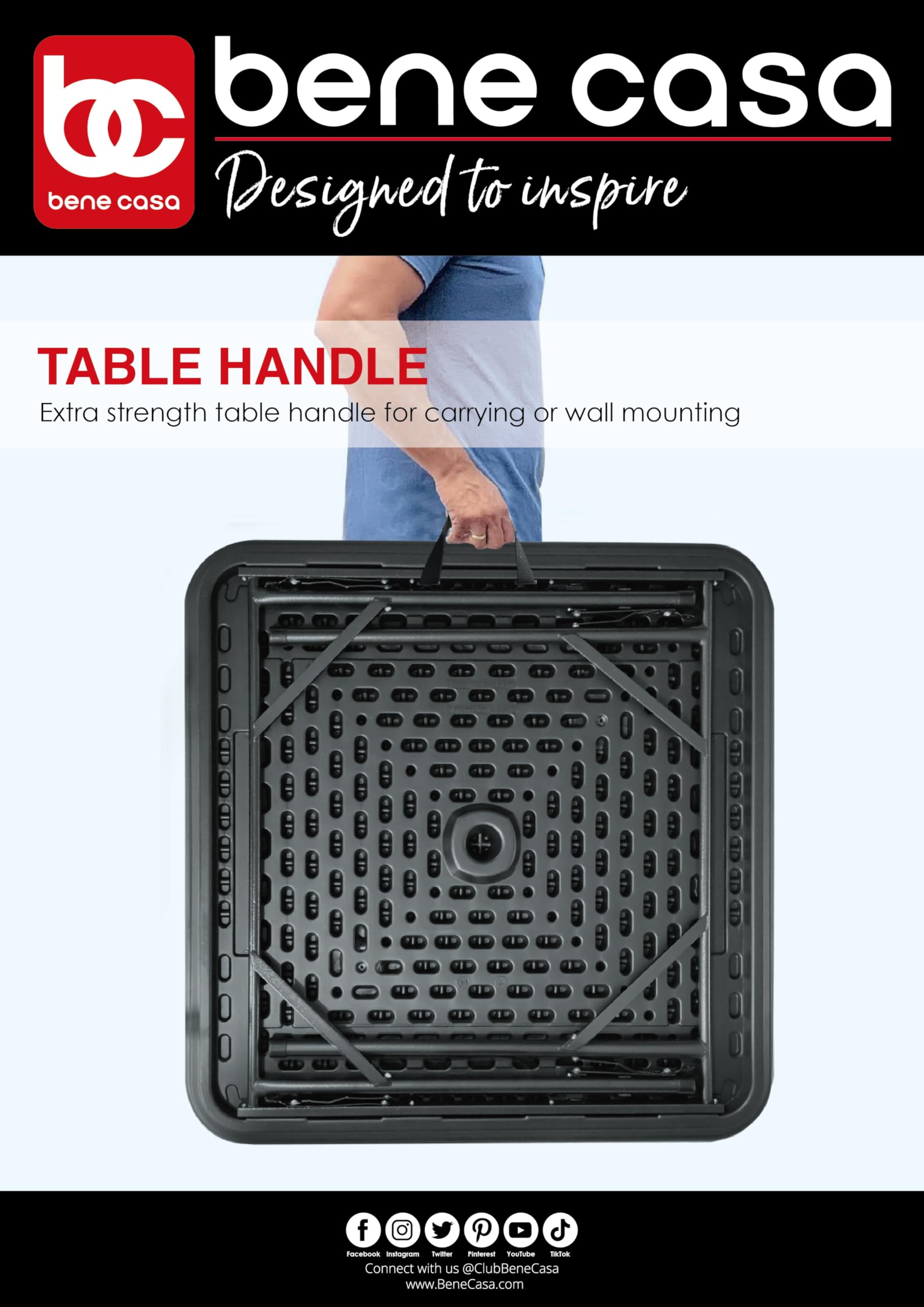Bene Casa Black Domino Table, Premium Domino and Game Table/Professional-Grade Gaming Table, 38”x38” Table. Mesa de Domino Professional, Color Negro.