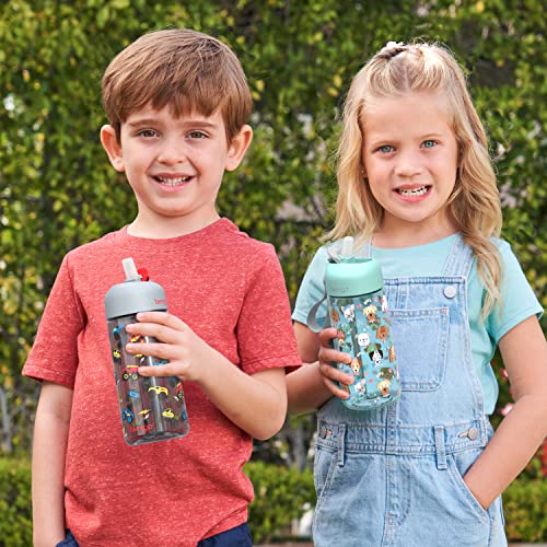 Bentgo® Kids Water Bottle - New & Improved 2023 Set With 2-Pack of Water Bottle Replacement Straws (Puppy Love)