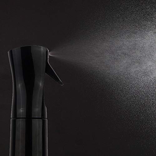 Black Hair Spray Water Bottle Continuous Pressurized 360 Fine Mist Sprayers Refillable Empty Plastic Mister for Skin Care Hairstyling Plants Cleaning 300ml 10oz