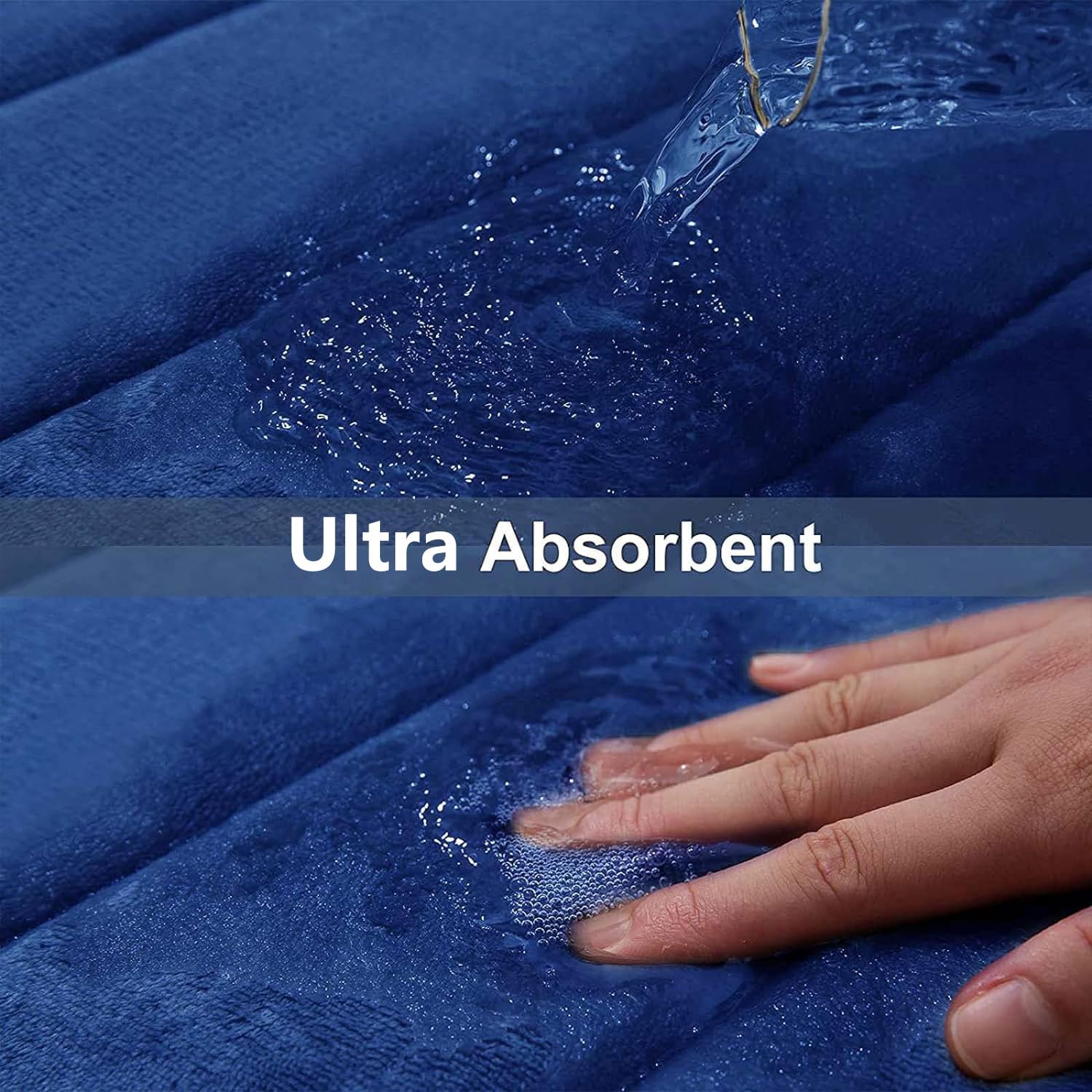 Buganda Memory Foam Bath Mat Rug, 30" x 20", Ultra Soft and Non-Slip Bathroom Rugs, Water Absorbent and Machine Washable Bath Rug for Bathroom, Shower, and Tub, Navy Blue