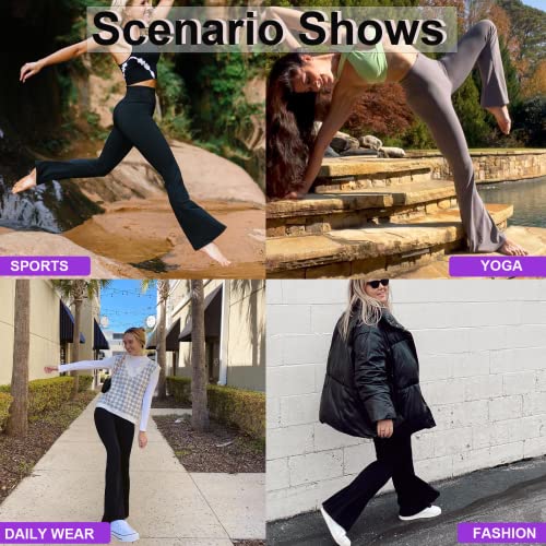GET-FA Flare Leggings for Women-Bootcut Yoga Pants for Women High Waisted Workout Bootleg Work Pants Dress Pants Black