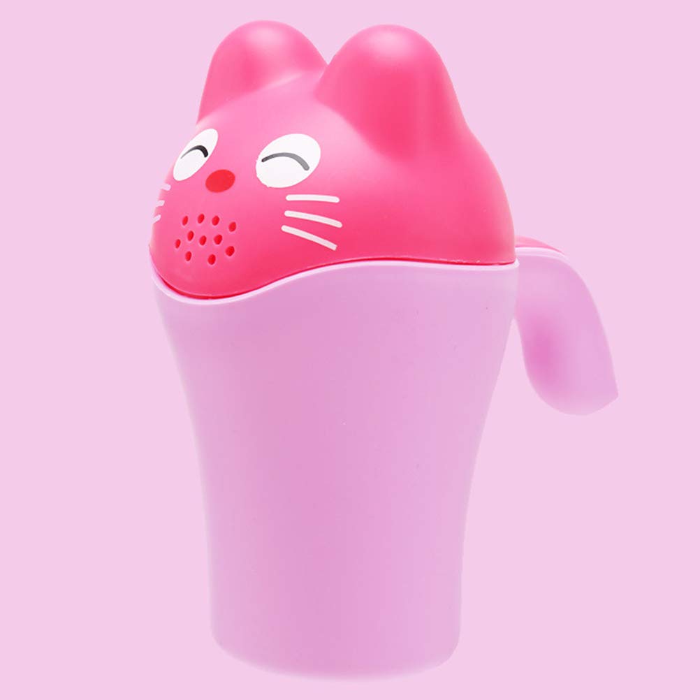 Cabilock Fashion Creative Baby Shower Water Cup Adorable Shower Shampoo Cup Bath Wash Cups Shampoo Rinser with Handle (Pink)