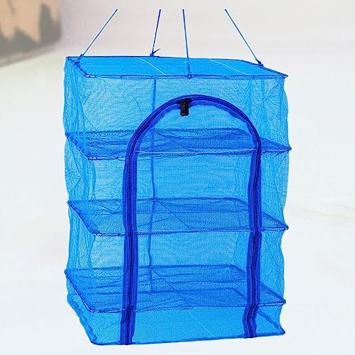 Gatuida Hanging Drying Net, 4 Layers Foldable Fish Mesh Hanging Drying Rack for Shrimp Fish Fruit Vegetables(66X50cm) Hanging Dryer Rack